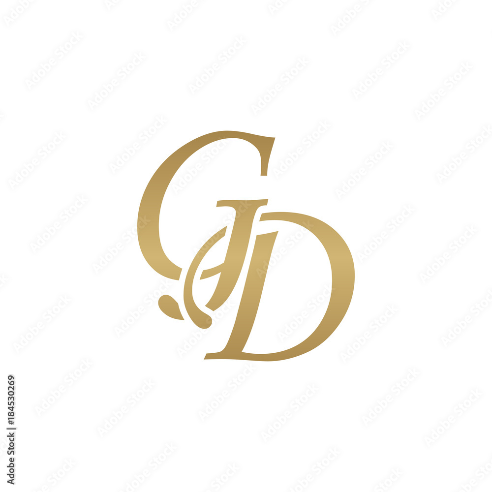 Initial letter GD, overlapping elegant monogram logo, luxury golden ...