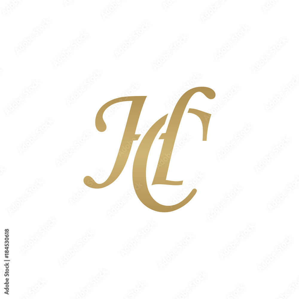 Initial letter HC, overlapping elegant monogram logo, luxury golden ...