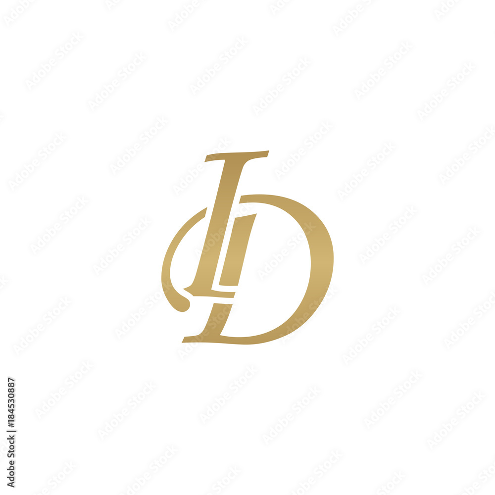 Initial letter ID, overlapping elegant monogram logo, luxury golden ...