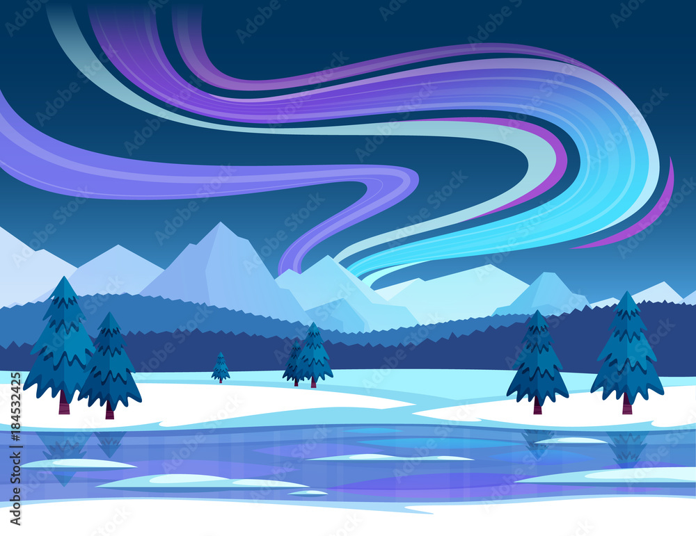 Northern Lights Illustration Stock Vector | Adobe Stock