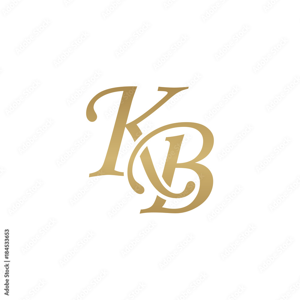 Initial letter KB, overlapping elegant monogram logo, luxury golden ...