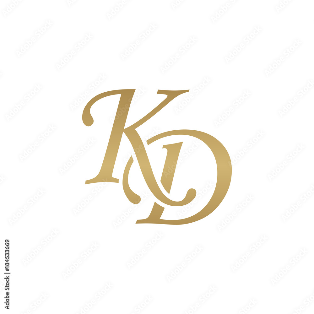 Initial letter KD, overlapping elegant monogram logo, luxury golden ...