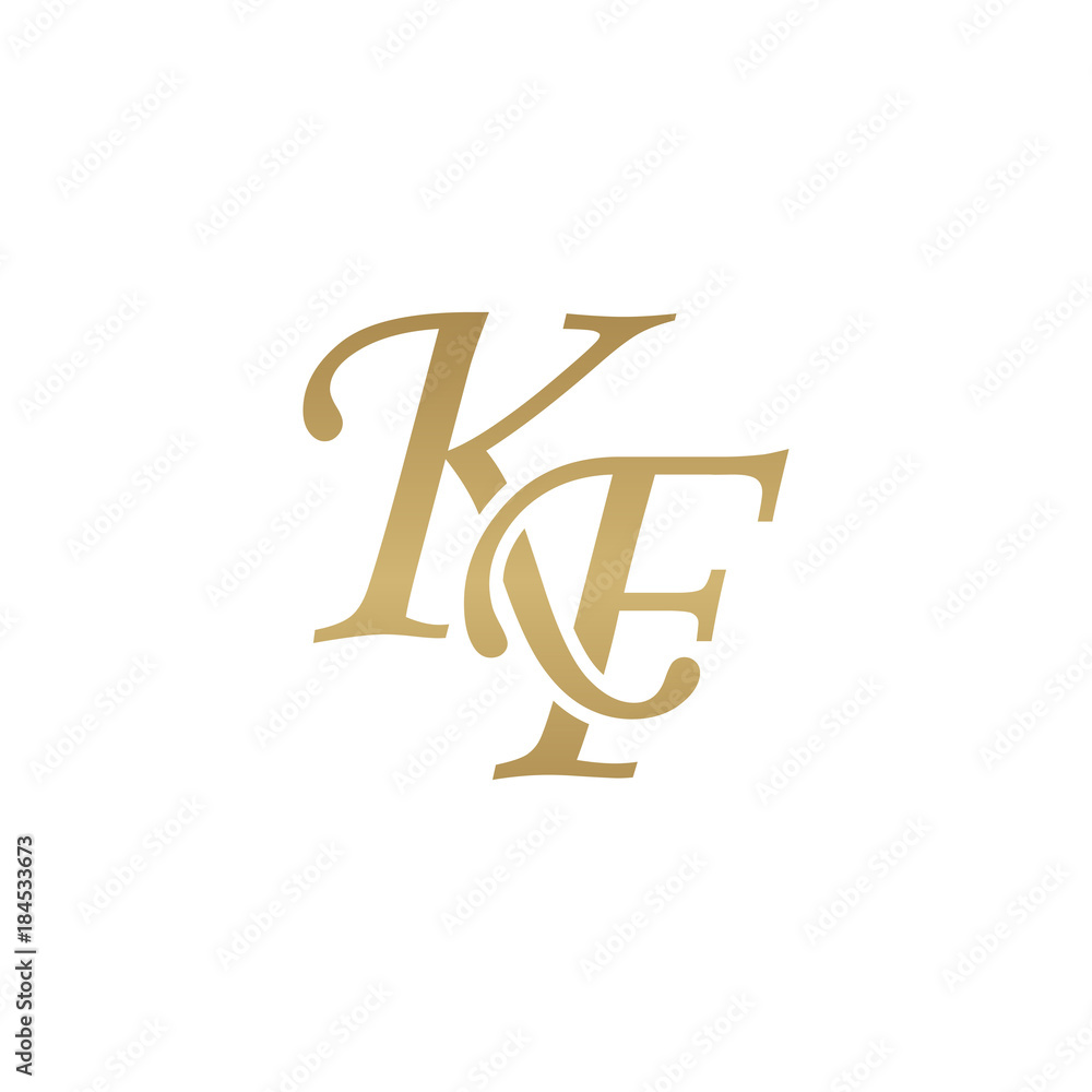 Initial letter KF, overlapping elegant monogram logo, luxury golden ...