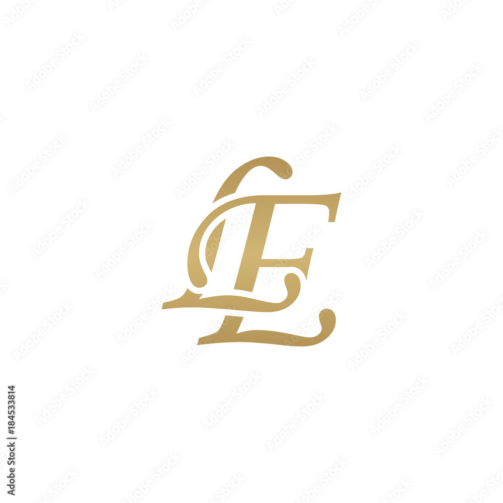 Initial letter LE, overlapping elegant monogram logo, luxury golden ...