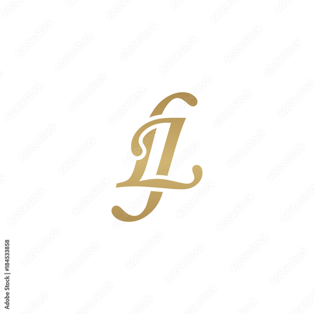 Initial letter LJ, overlapping elegant monogram logo, luxury golden ...