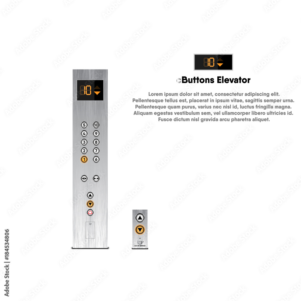 Buttons and display modern design for elevator, Lift, Vector ...