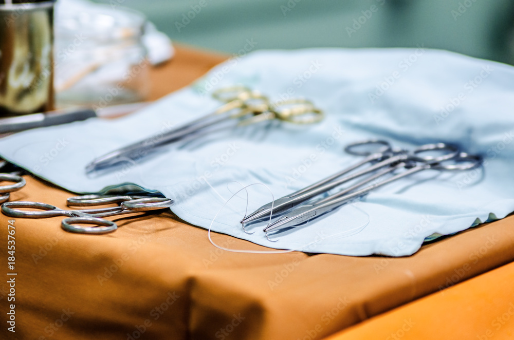 Prepared sterile needles with medical threads for sewing wounds on the ...