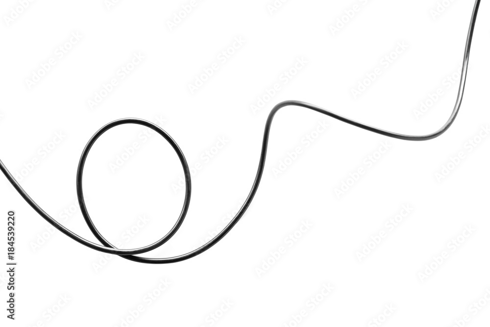 electric black wire cable curled shaped isolate on white background ...