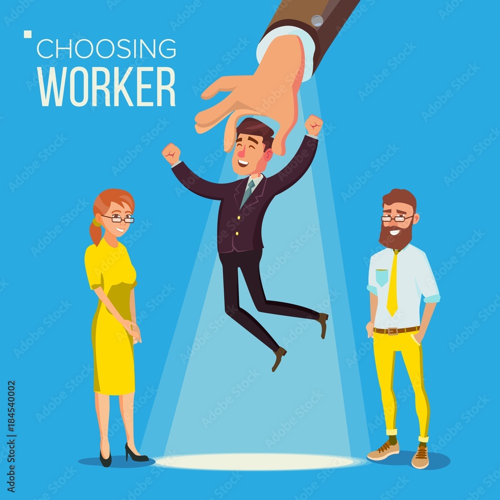 Choosing Worker Vector. Smiling Business Man In Suit. Standing Office ...