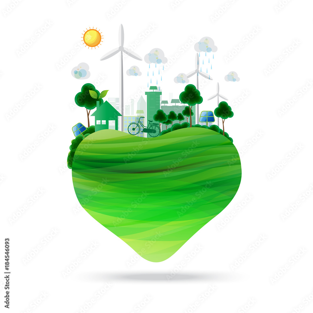 Vetor de Green life conceptual idea.Nature and Eco friendly concept ...