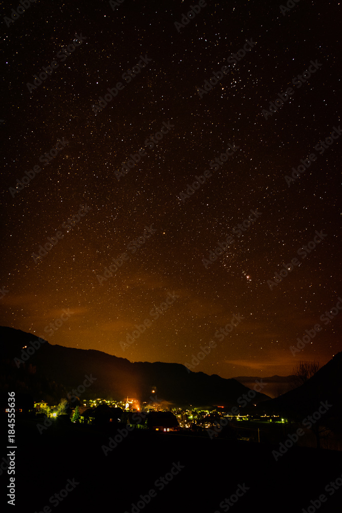 star view and light pollution over a small town Stock Photo | Adobe Stock