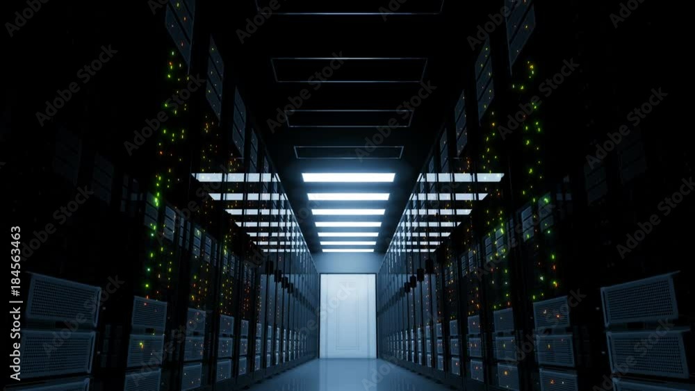 Critical Blackout in Server Room. Electricity Failure in Modern Data ...