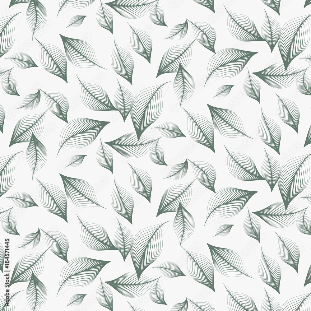 linear vector pattern, repeating abstract leaves, line of leaf or ...