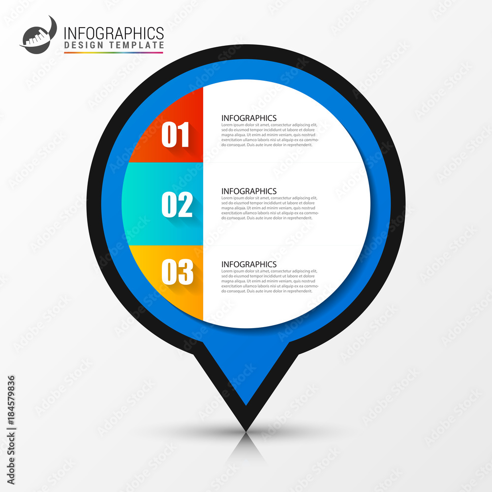 Infographic design template. Business process with 3 steps Stock Vector ...