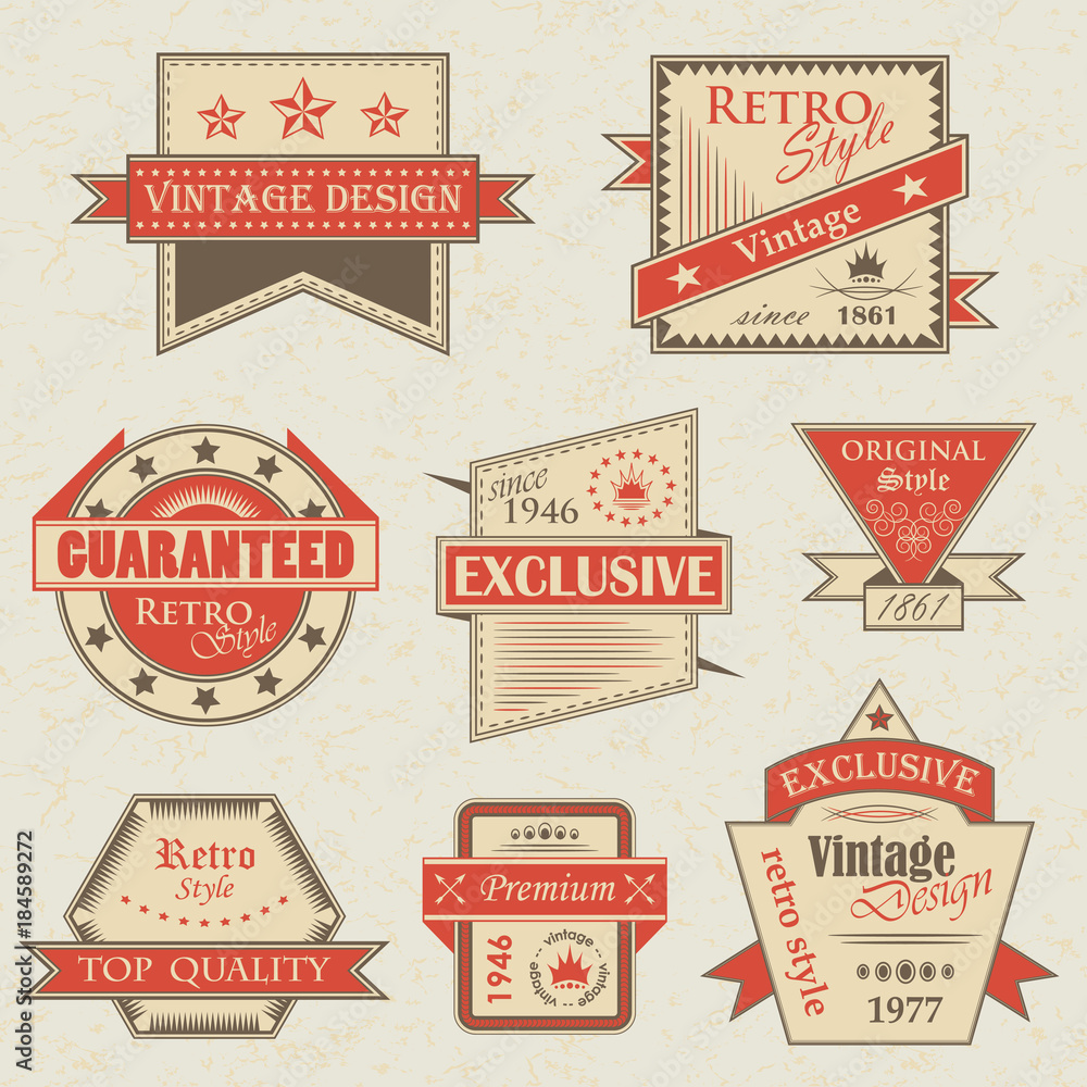 Vector set of vintage labels. Retro labels. Vintage labels collection ...