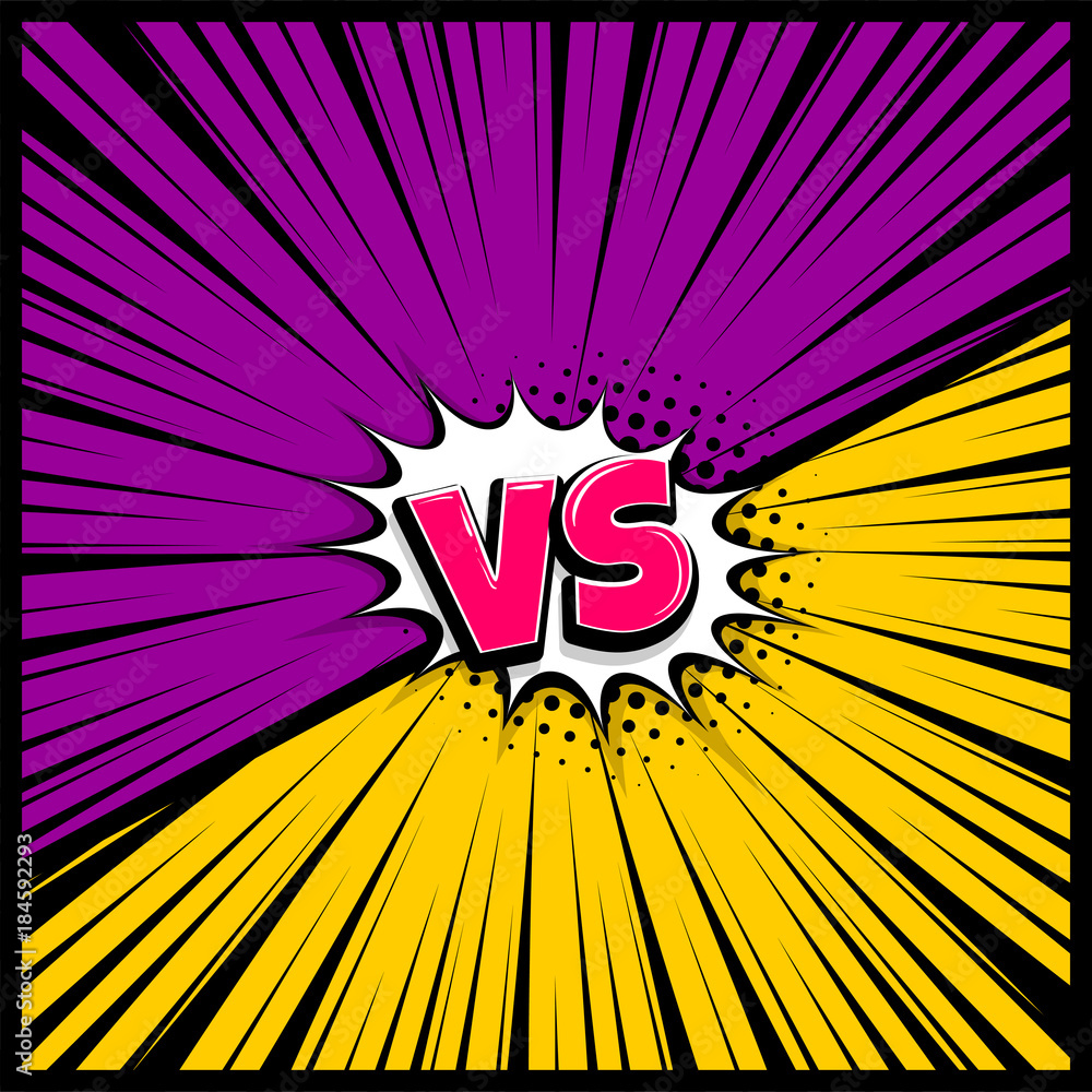 Speech bubble box balloon. Versus comic text. Comics book empty colored ...