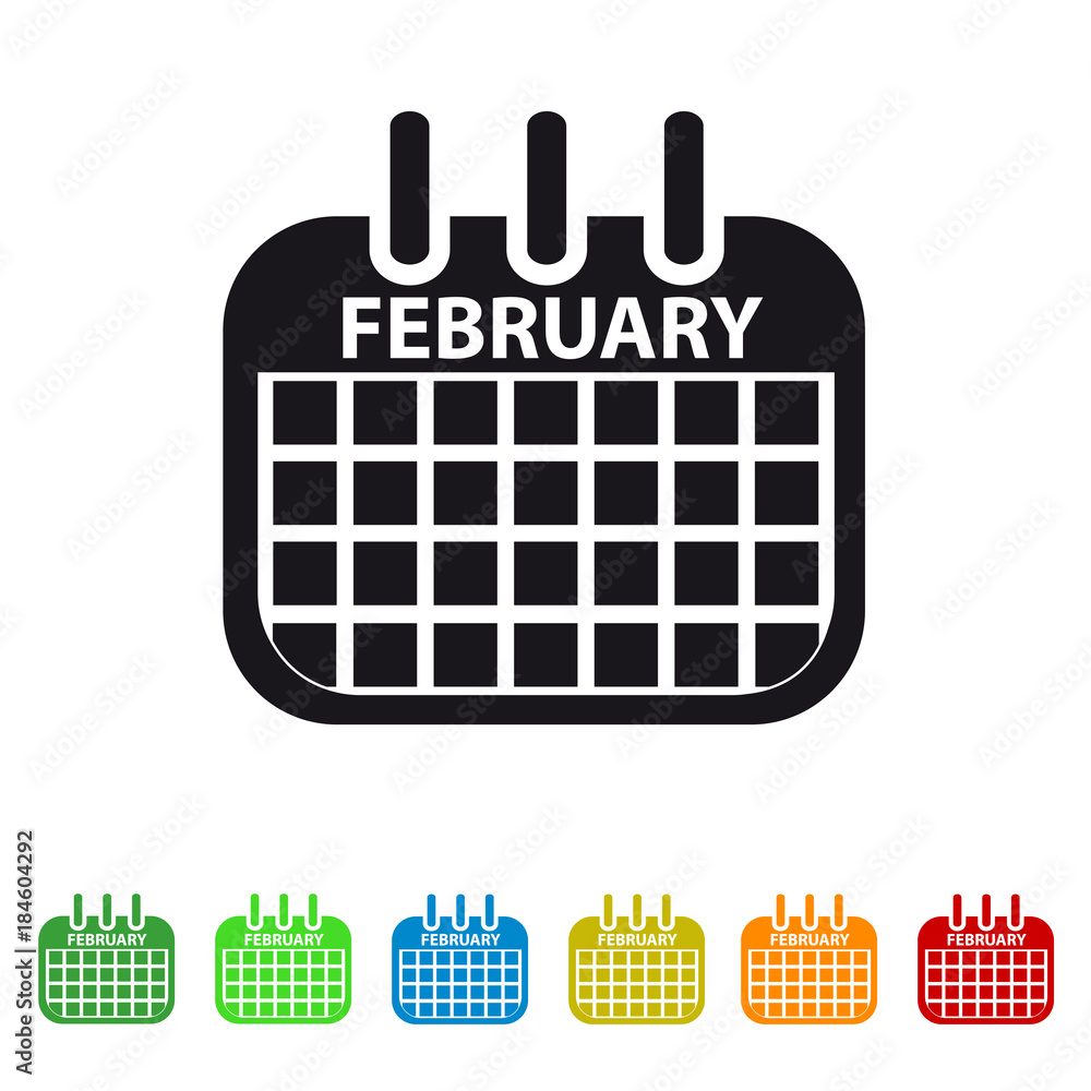February Calendar Icon - Colorful Vector symbol Stock Vector | Adobe Stock