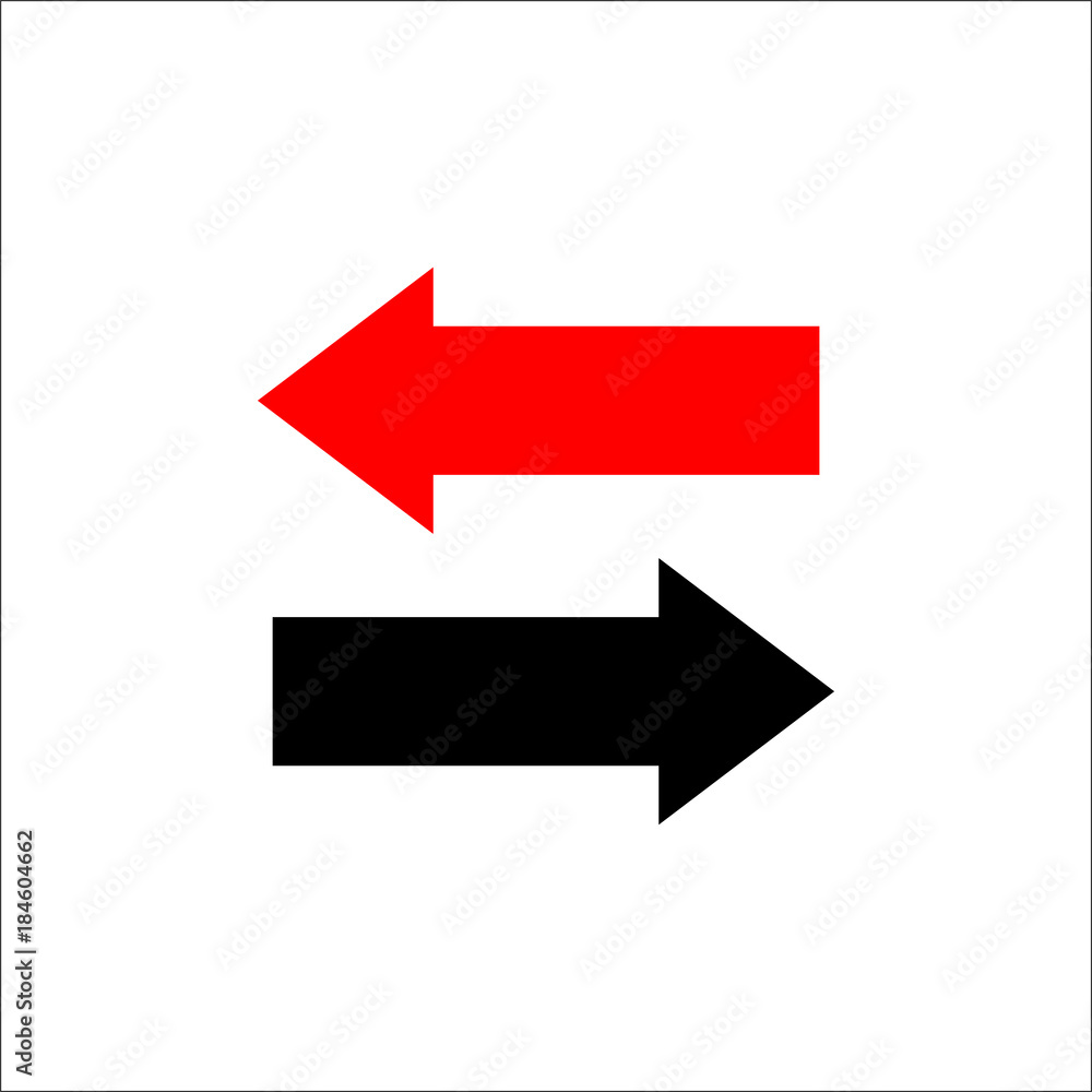 Two way arrows left and right directions opposite. Vector illustration ...