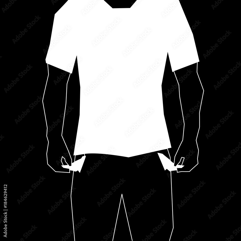 Vector illustration of a poor man showing his empty trouser pocket in ...