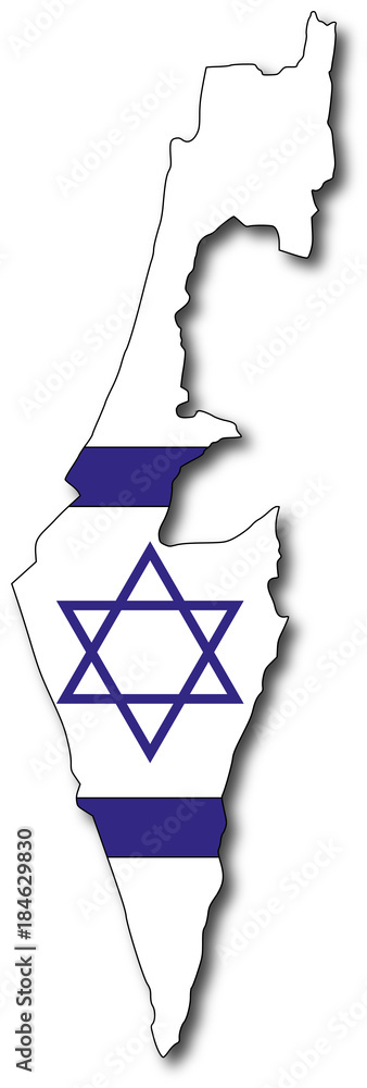 vector flag map of israel, outline drawing with shadow Stock Vector ...