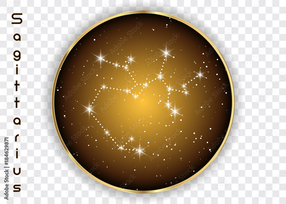 Sagittarius zodiac constellations sign on beautiful starry sky with ...