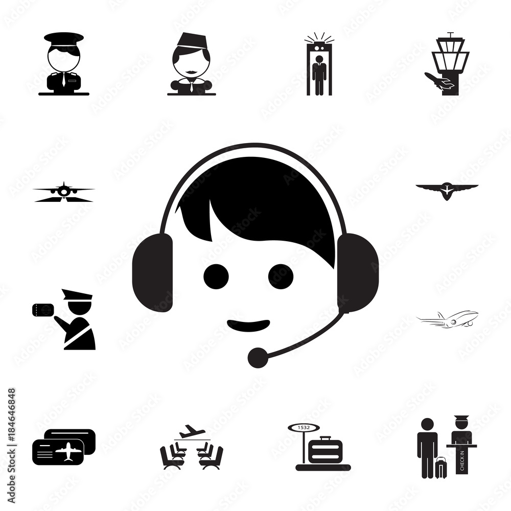 Call center icon. Set of airport element icons. Premium quality ...