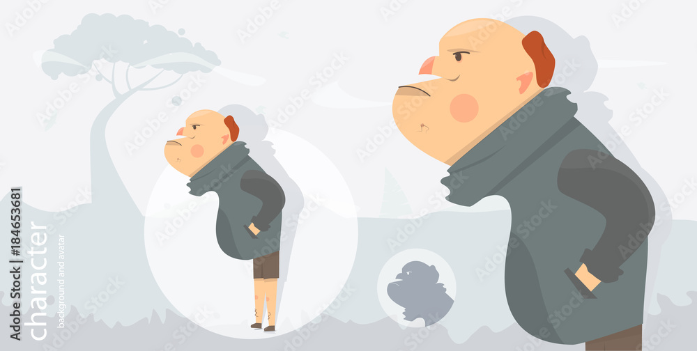 Character funny and comic style. Man angry. Cartoon illustration for ...