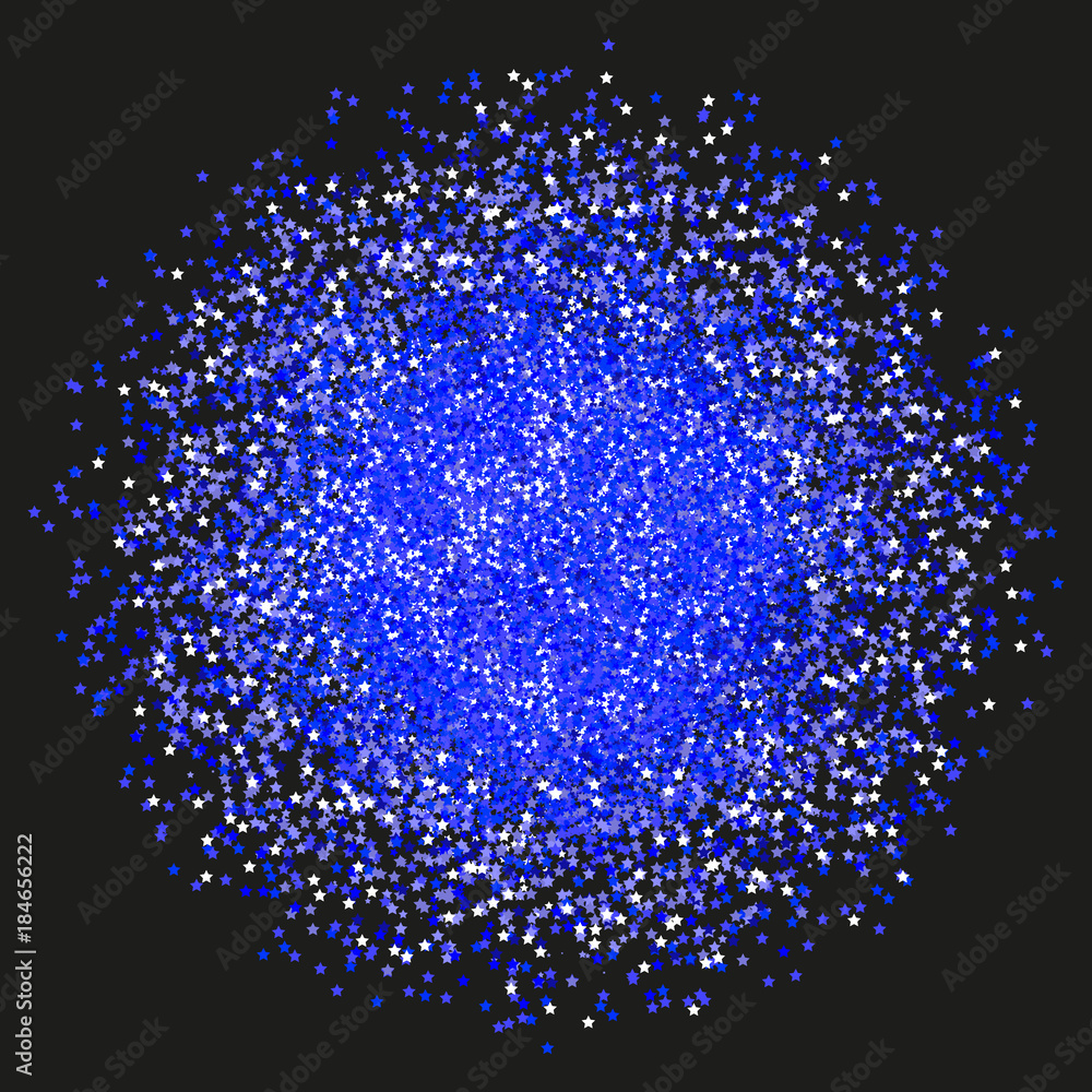 Blue sparkles and glittering powder spray. Sparkling glitter particles ...