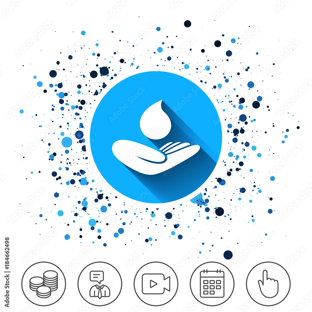 Save water sign. Hand holds water drop symbol. Stock Vector | Adobe Stock