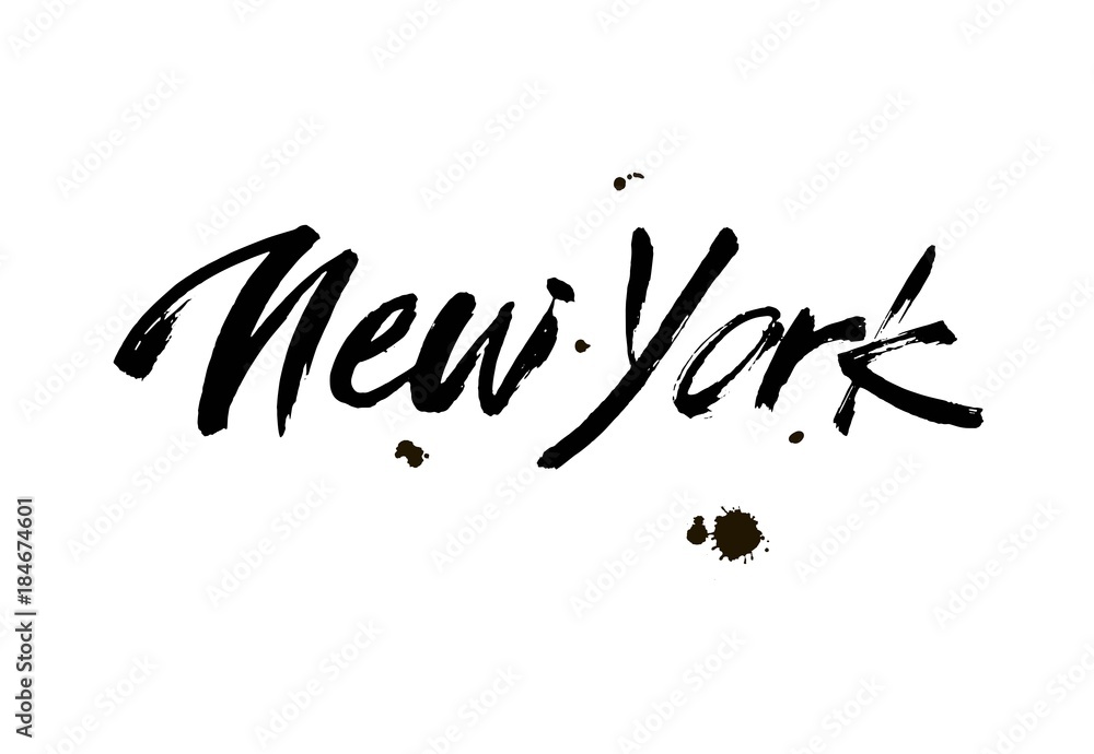 Hand drawn typography lettering phrase New York isolated on the white ...