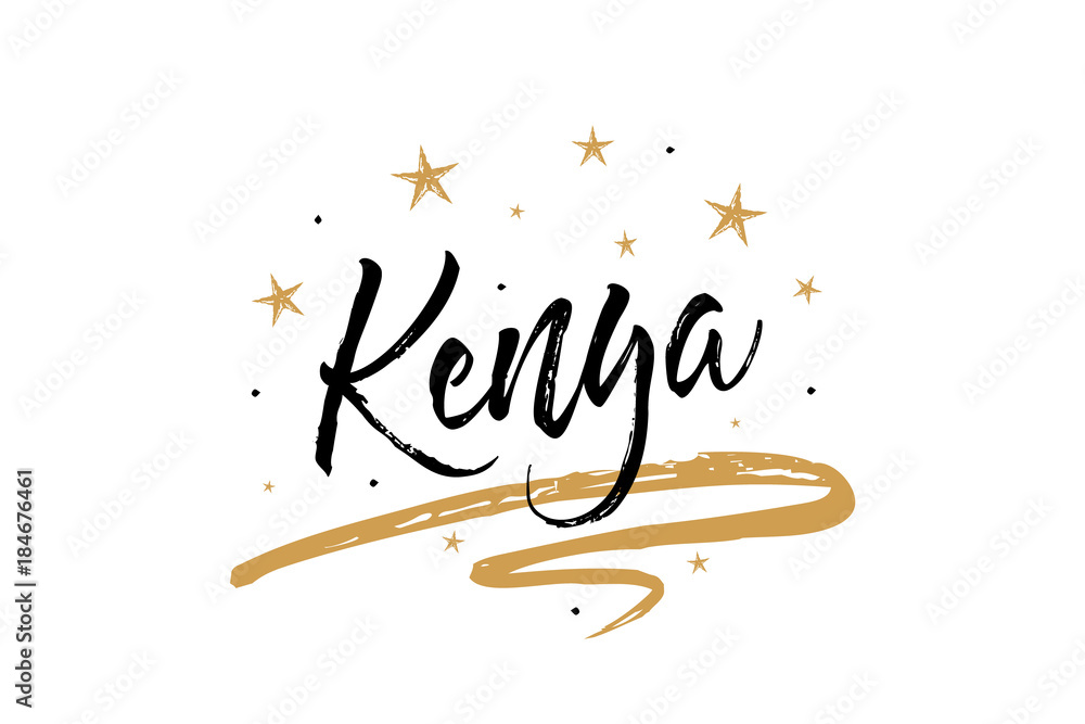 Kenya. Name country word text card, banner script. Beautiful typography ...
