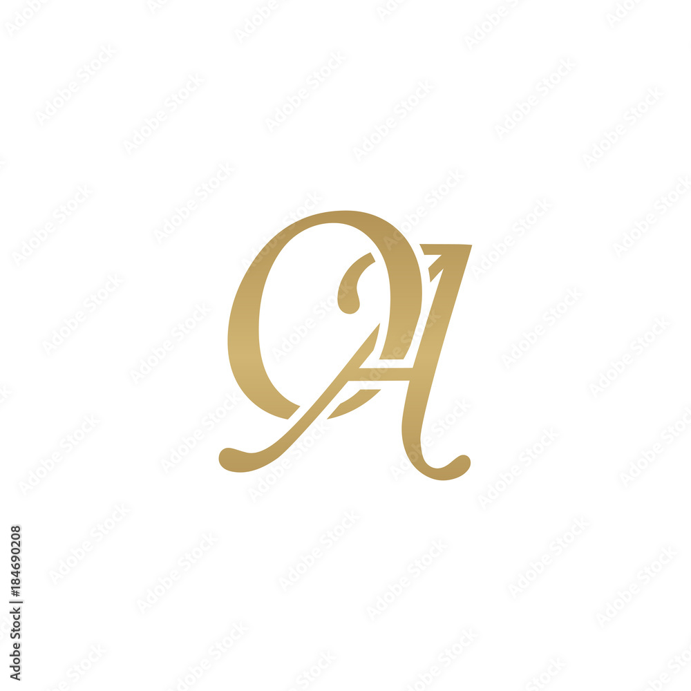 Initial letter OA, overlapping elegant monogram logo, luxury golden ...