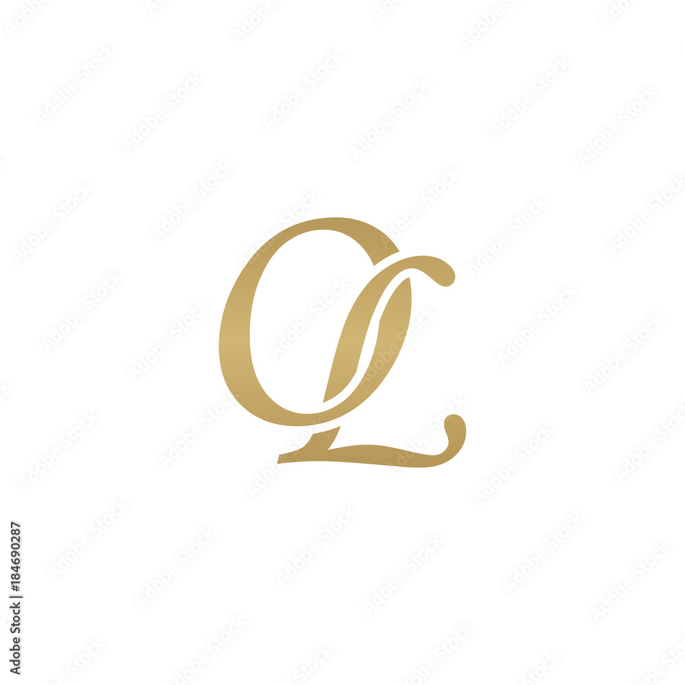 Initial letter OL, overlapping elegant monogram logo, luxury golden ...