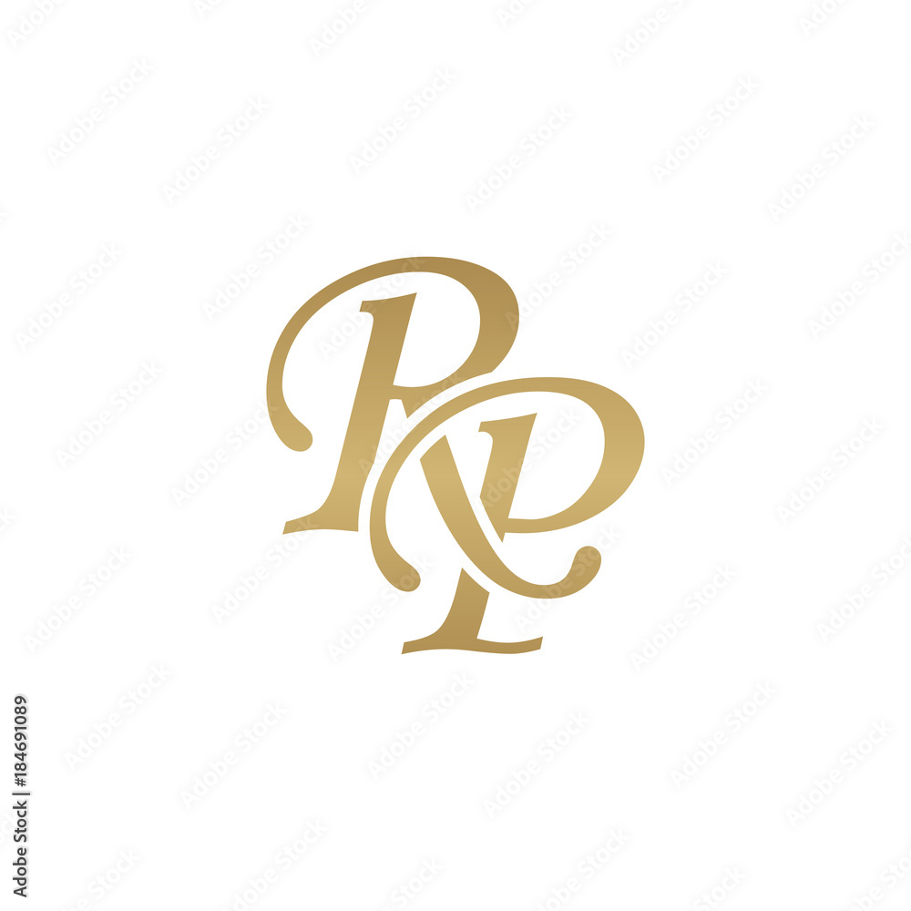 Initial letter RP, overlapping elegant monogram logo, luxury golden ...