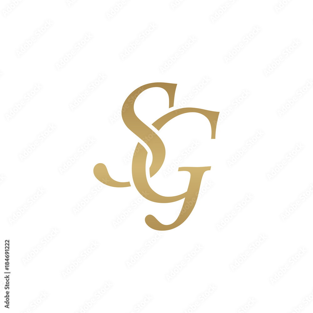 Initial letter SG, overlapping elegant monogram logo, luxury golden ...