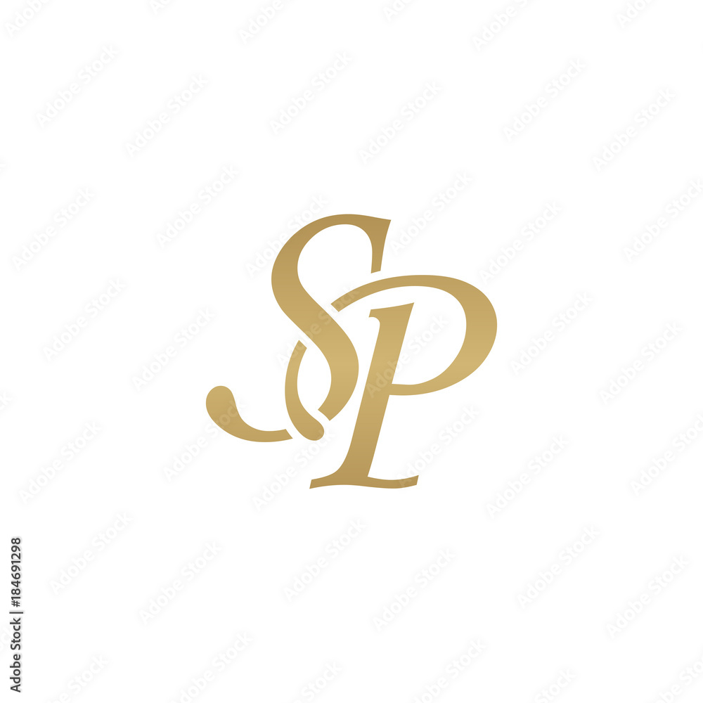 Initial letter SP, overlapping elegant monogram logo, luxury golden ...
