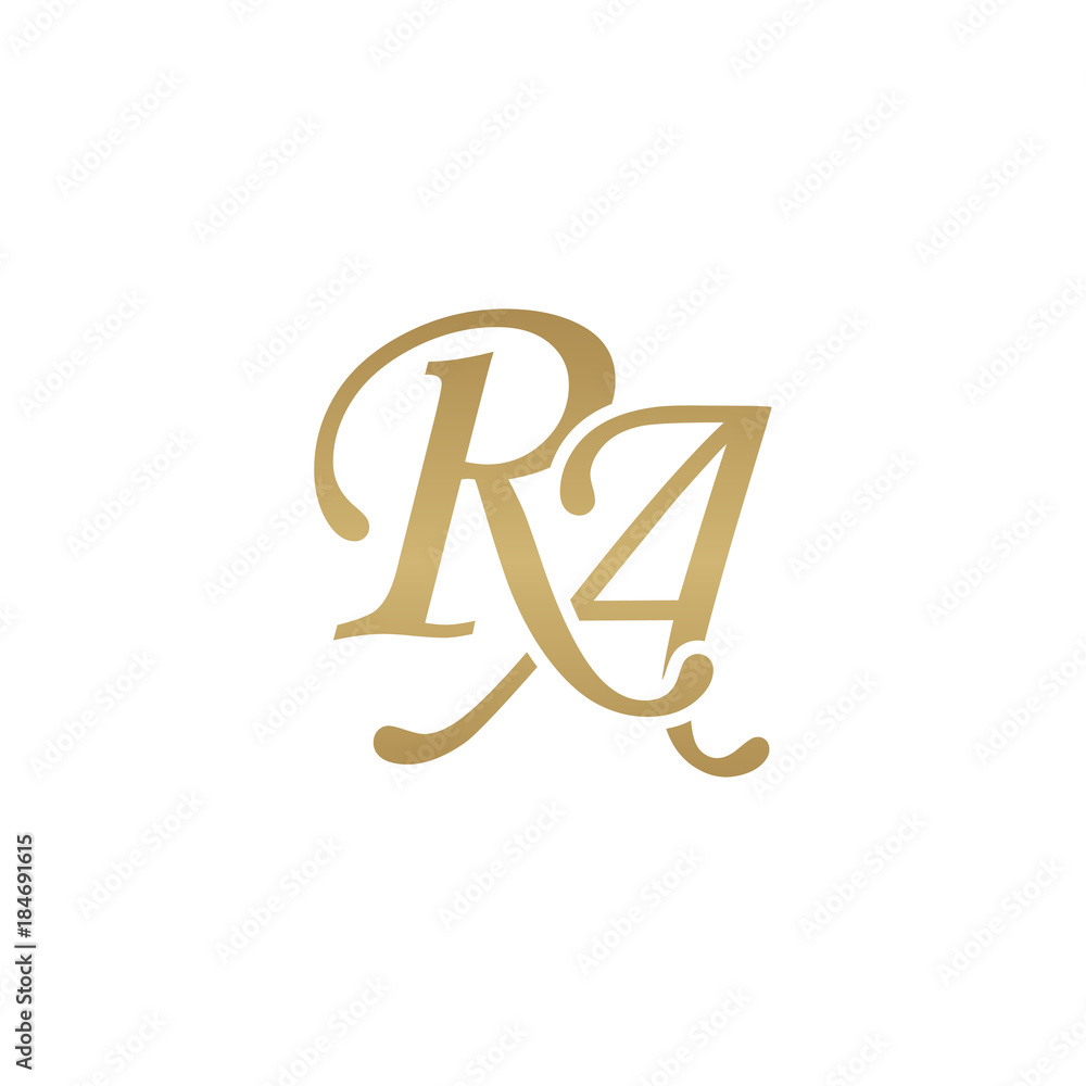 Initial letter RA, overlapping elegant monogram logo, luxury golden color Stock Vector | Adobe Stock