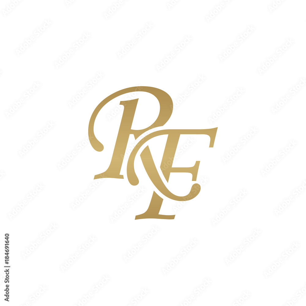 Initial letter RF, overlapping elegant monogram logo, luxury golden ...