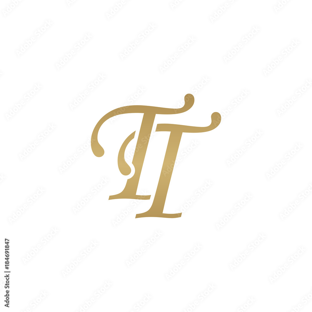 Initial letter TT, overlapping elegant monogram logo, luxury golden ...