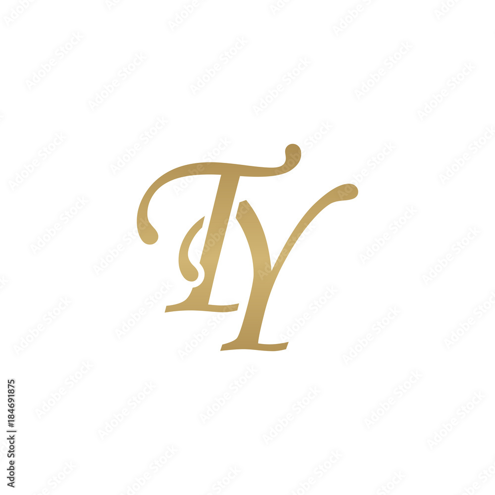 Initial letter TY, overlapping elegant monogram logo, luxury golden ...