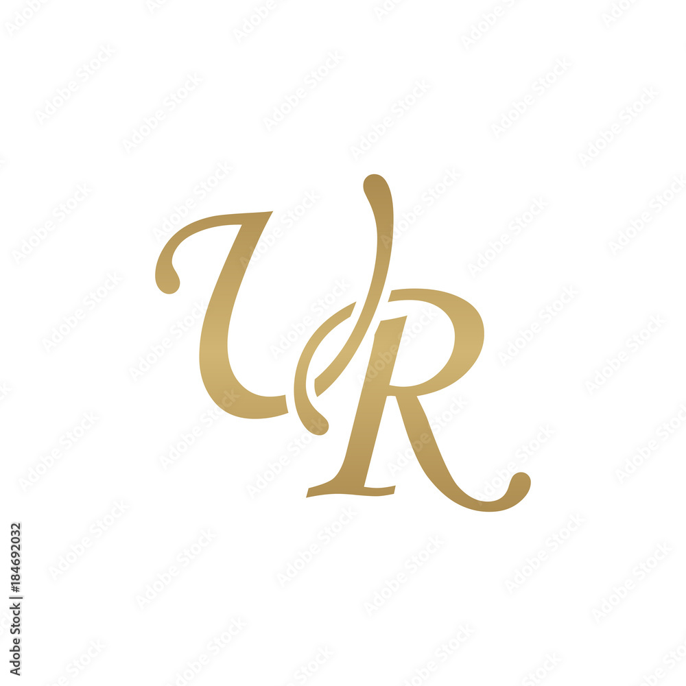 Initial letter UR, overlapping elegant monogram logo, luxury golden ...
