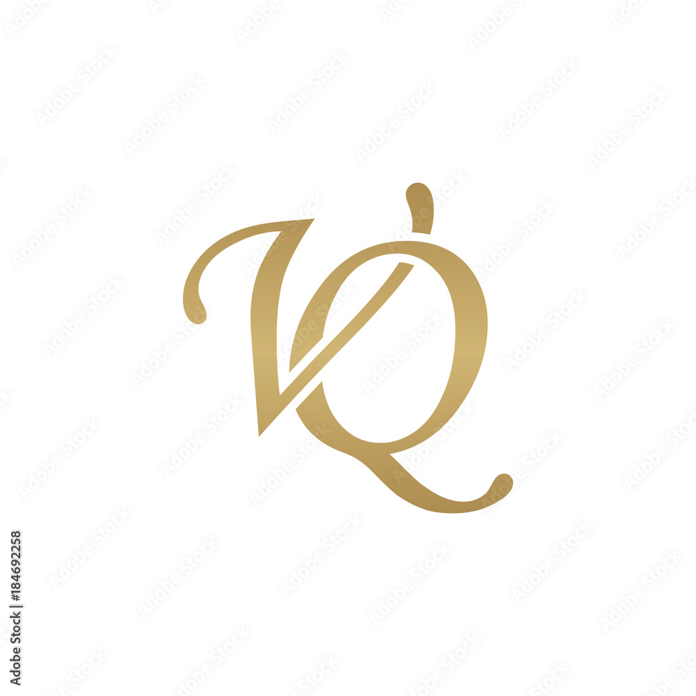 Initial letter VQ, overlapping elegant monogram logo, luxury golden ...