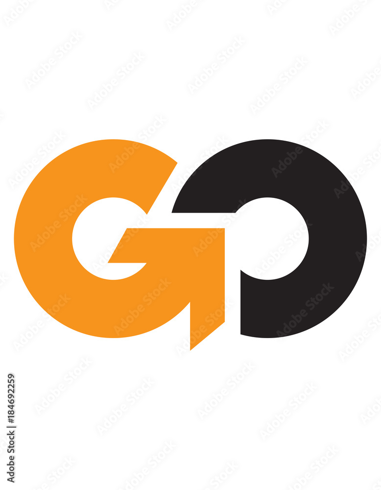 Initial letter GO, uppercase logo Stock Vector | Adobe Stock
