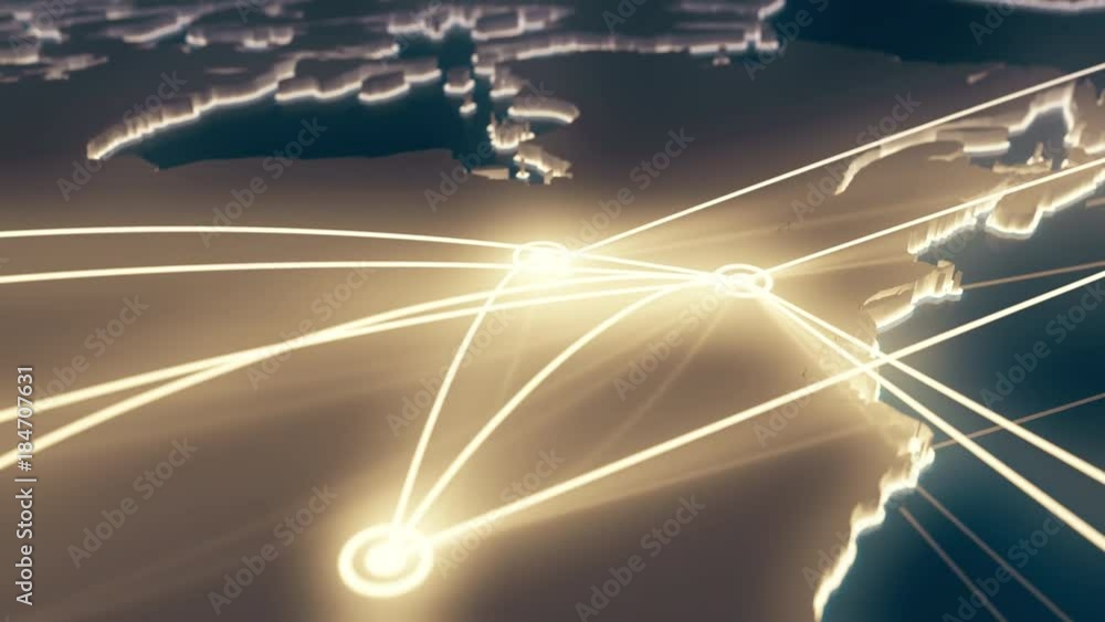 Vidéo Stock Animation depicting flight paths on the North American ...