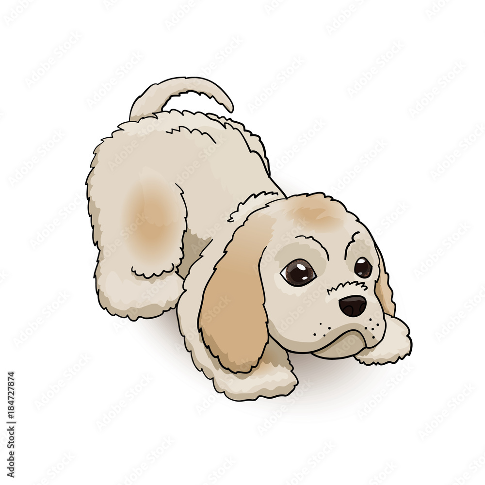 Cocker Spaniel Puppy Cartoon Character Playing. Dog Vector Illustration ...