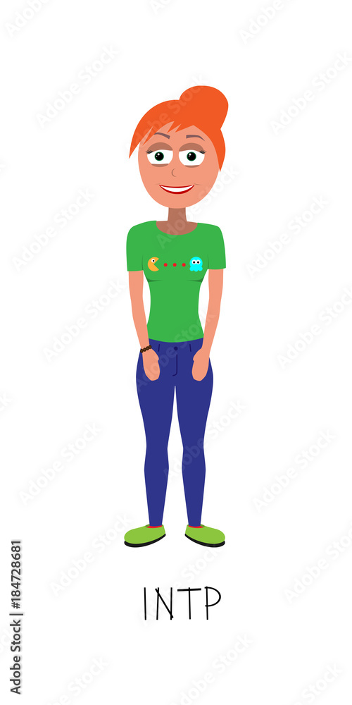 geek girl vector represents INTP personality from MBTI typology Stock ...