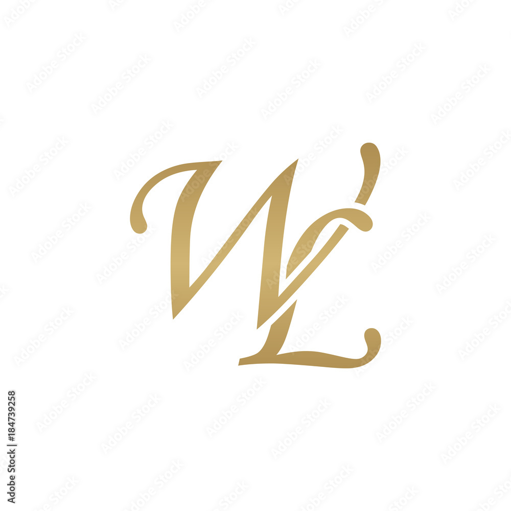 Initial letter WL, overlapping elegant monogram logo, luxury golden ...