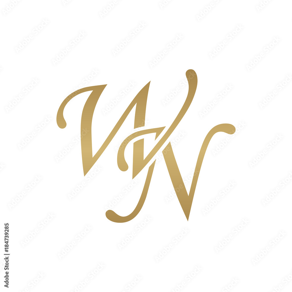 Vetor de Initial letter WN, overlapping elegant monogram logo, luxury ...