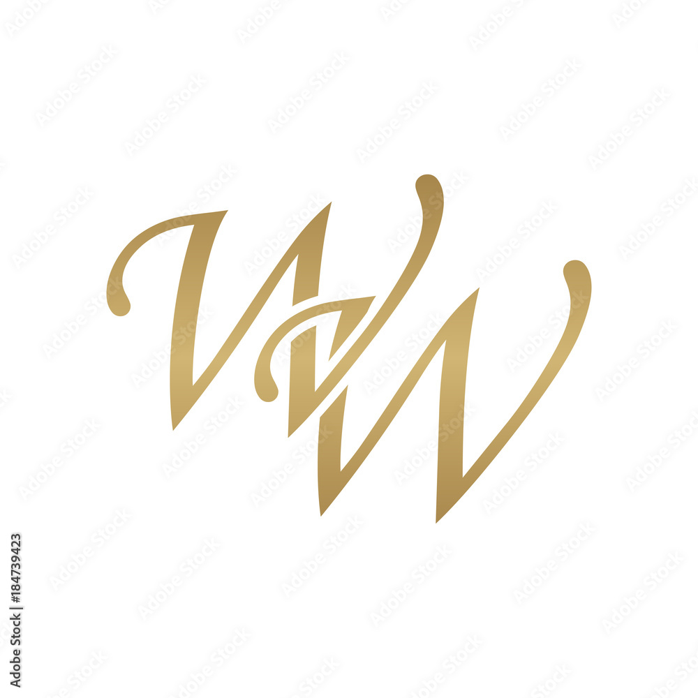 Initial letter WW, overlapping elegant monogram logo, luxury golden ...