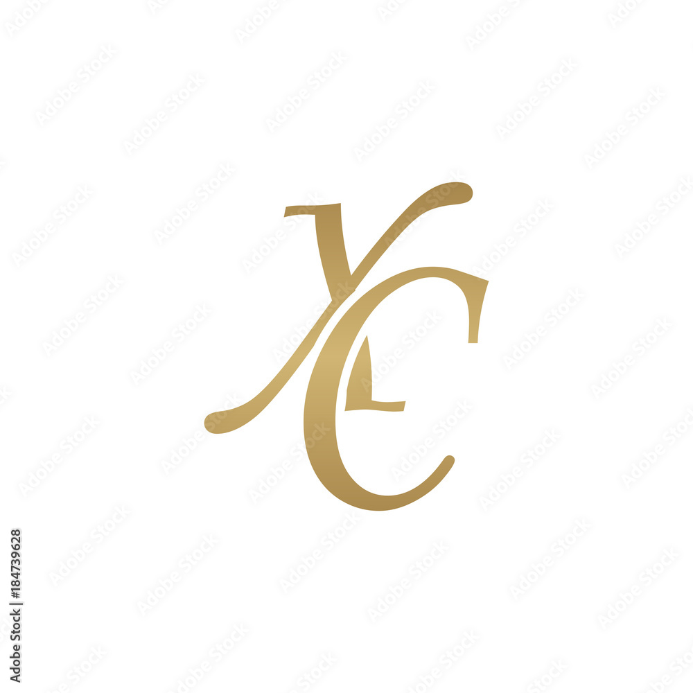 Initial letter XC, overlapping elegant monogram logo, luxury golden ...